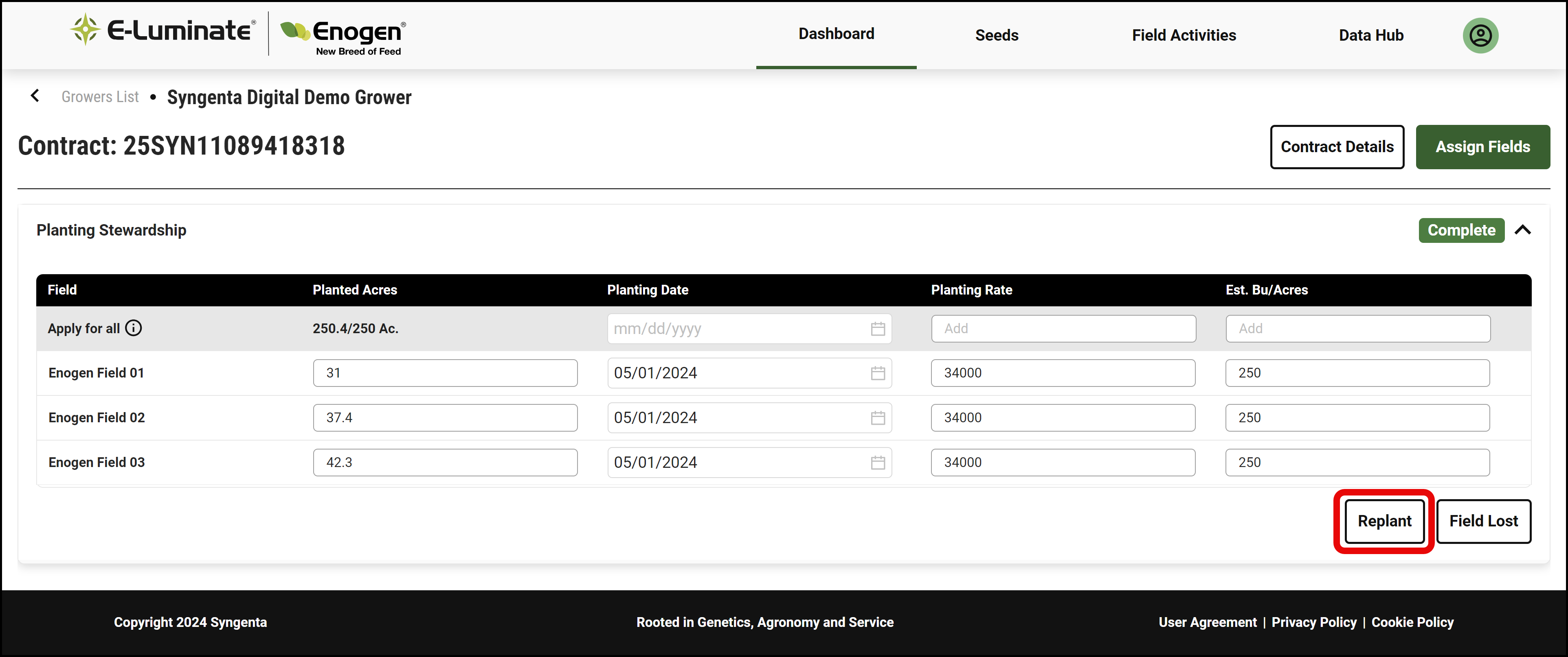 Entering Replant Information – GHX